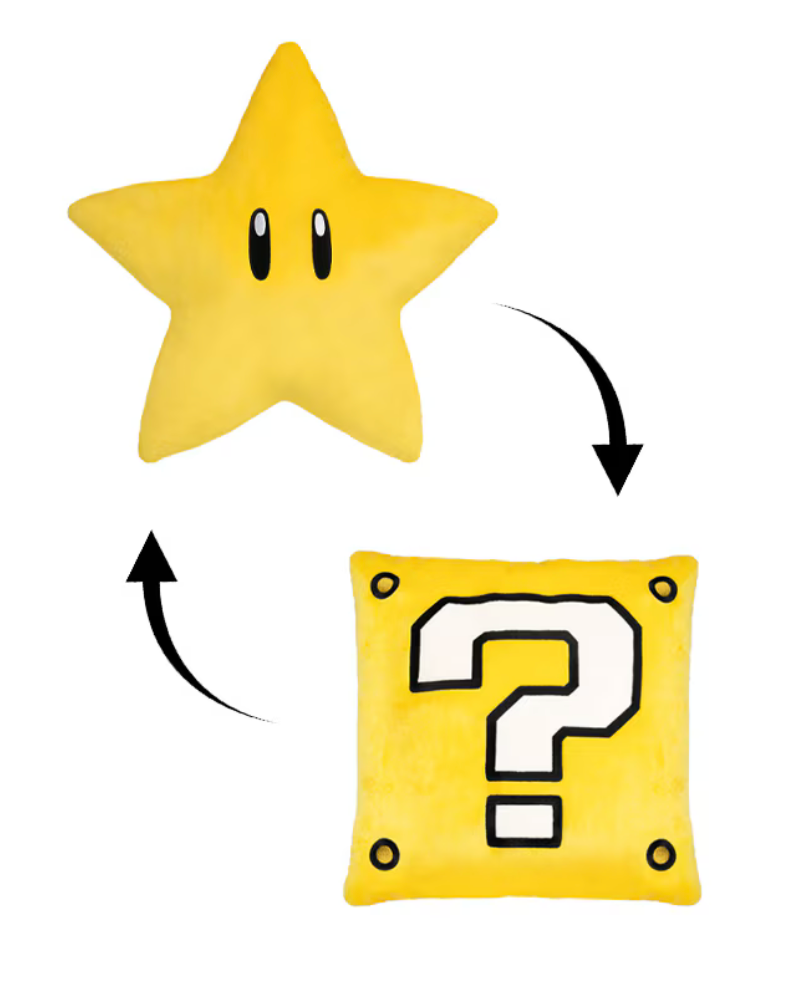 Universal Studios NINTENDO WORLD Reversible Super Star & ? Block Pillo ...