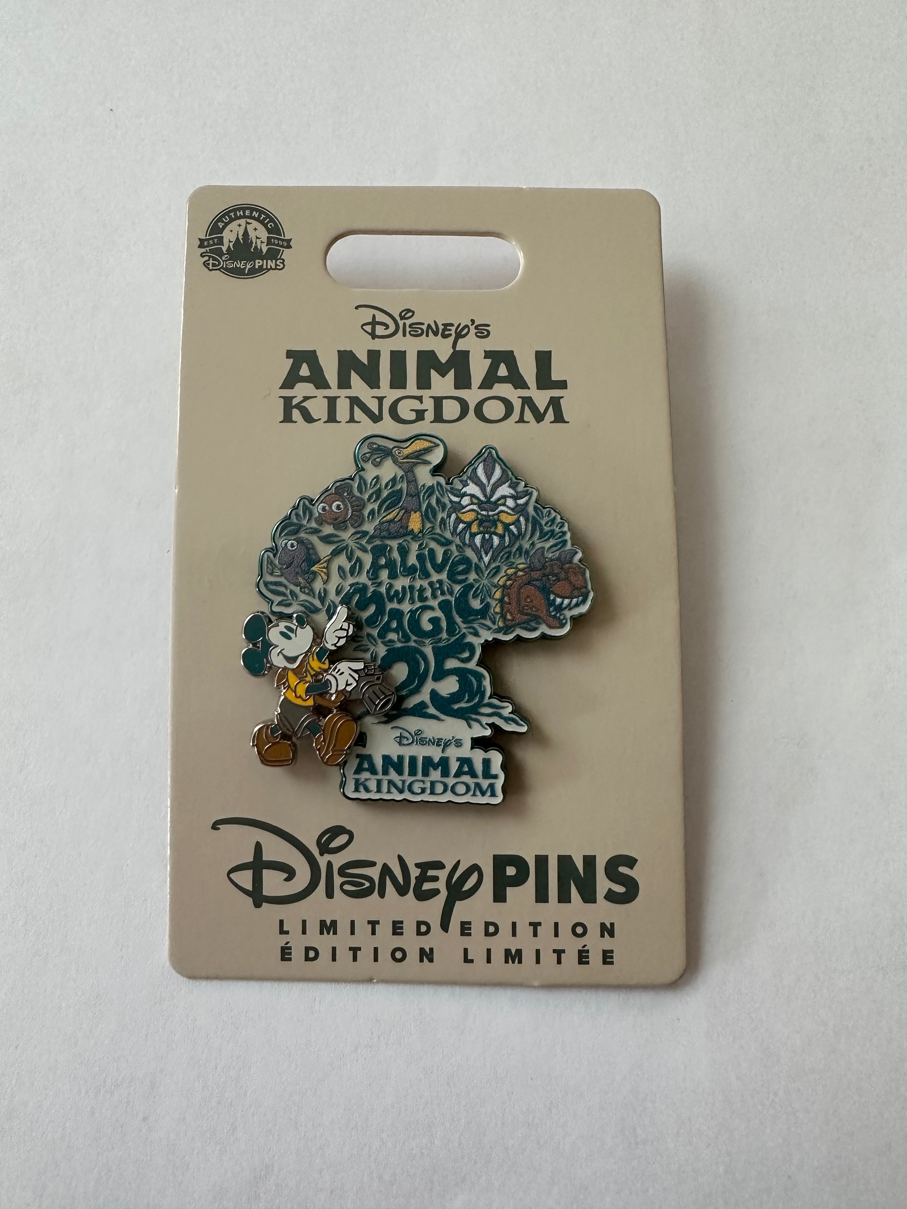 Disney Parks 25th Animal Kingdom Mickey Alive with Magic Limited Pin N ...
