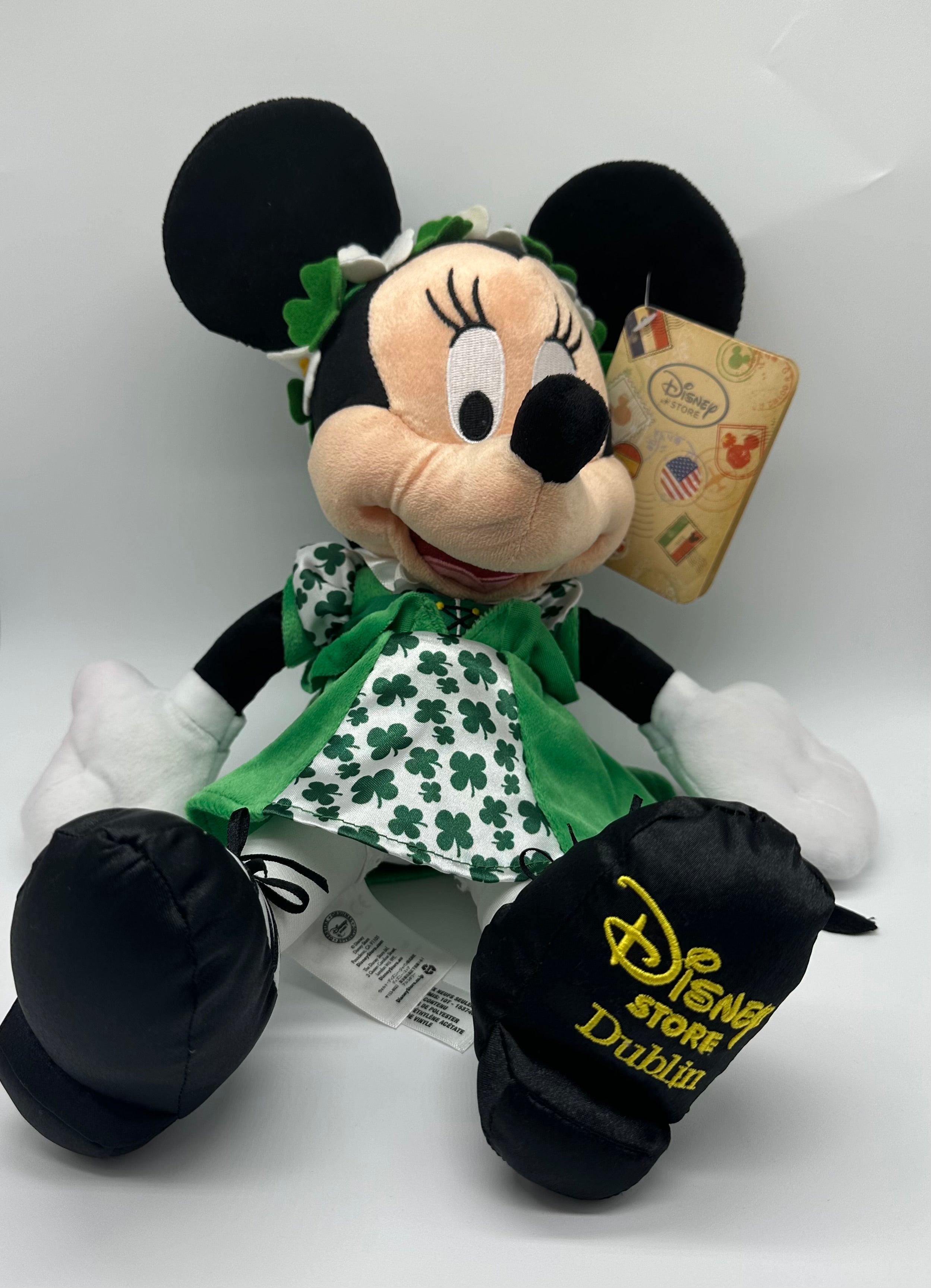 Disney Store Authentic Dublin Irish Shamrocks Minnie Plush New With Ta ...