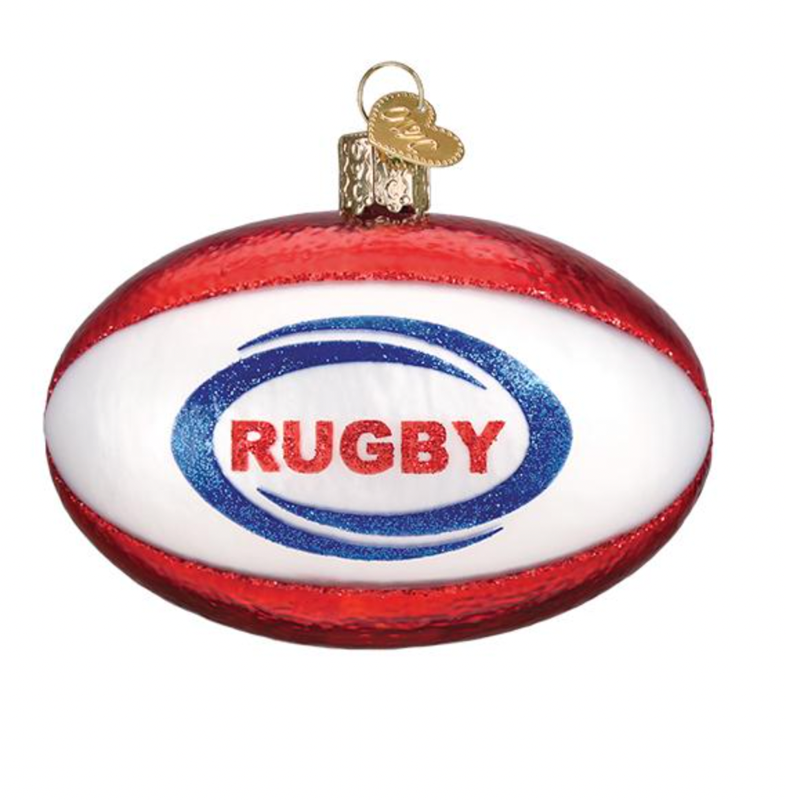 Old World Christmas Rugby Ball Glass Christmas Ornament New with Box ...