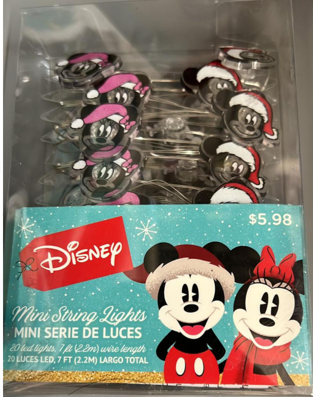 Disney Mickey and Minnie Mouse Mini LED String Lights Christmas New Wi ...