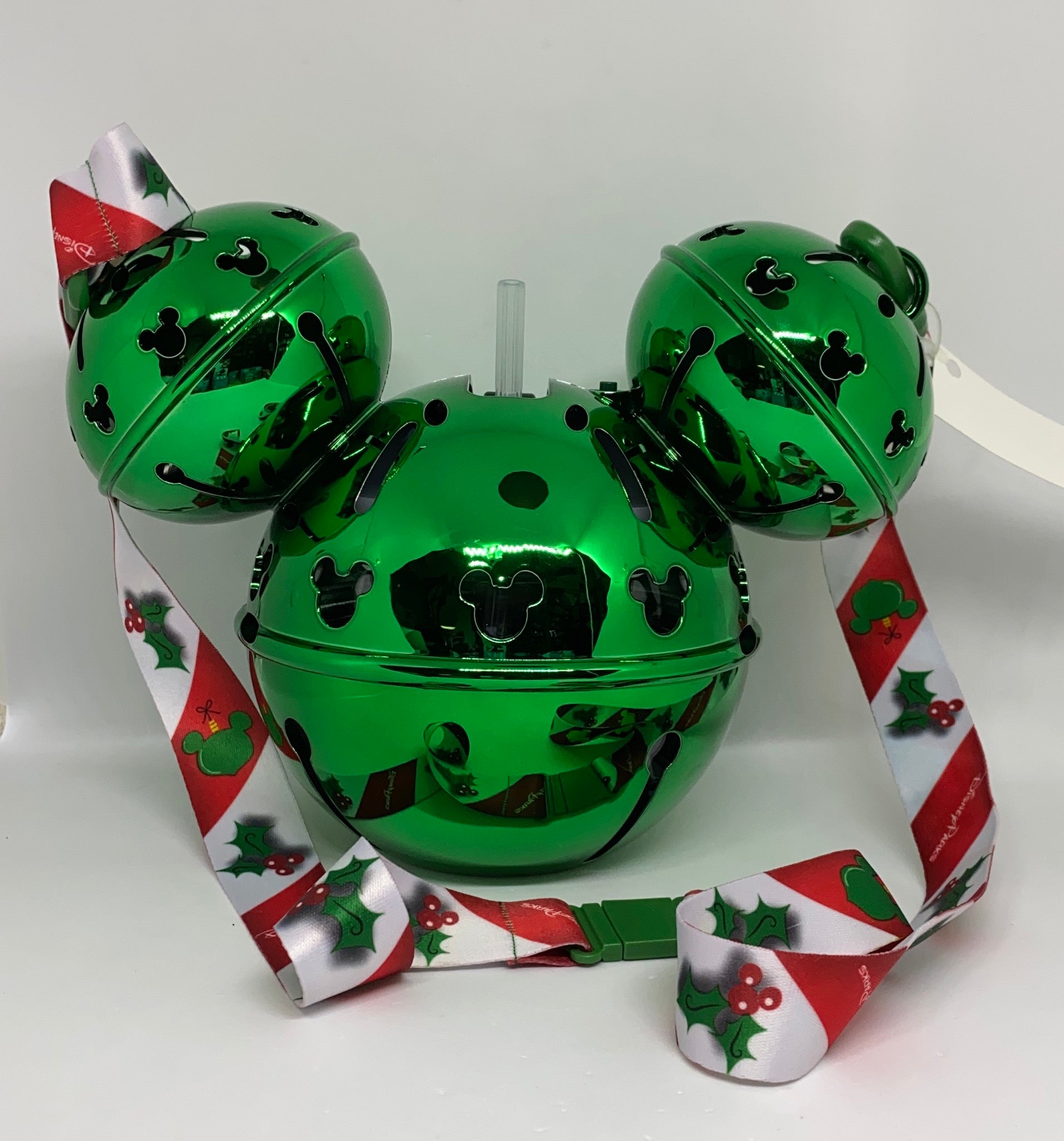 Disney Parks Green Mickey Jingle Bells Light Up Christmas Sipper New w ...